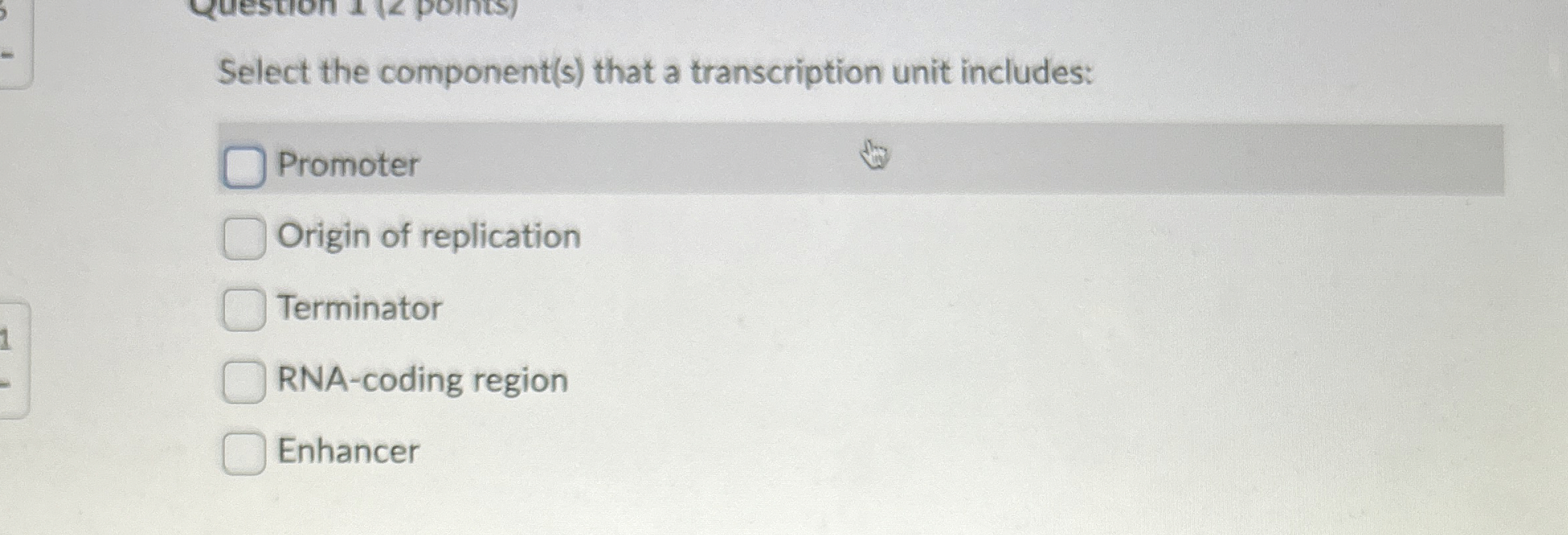 High Quality SOLUTION Select the component(s) ﻿that a transcription unit | Chegg.com