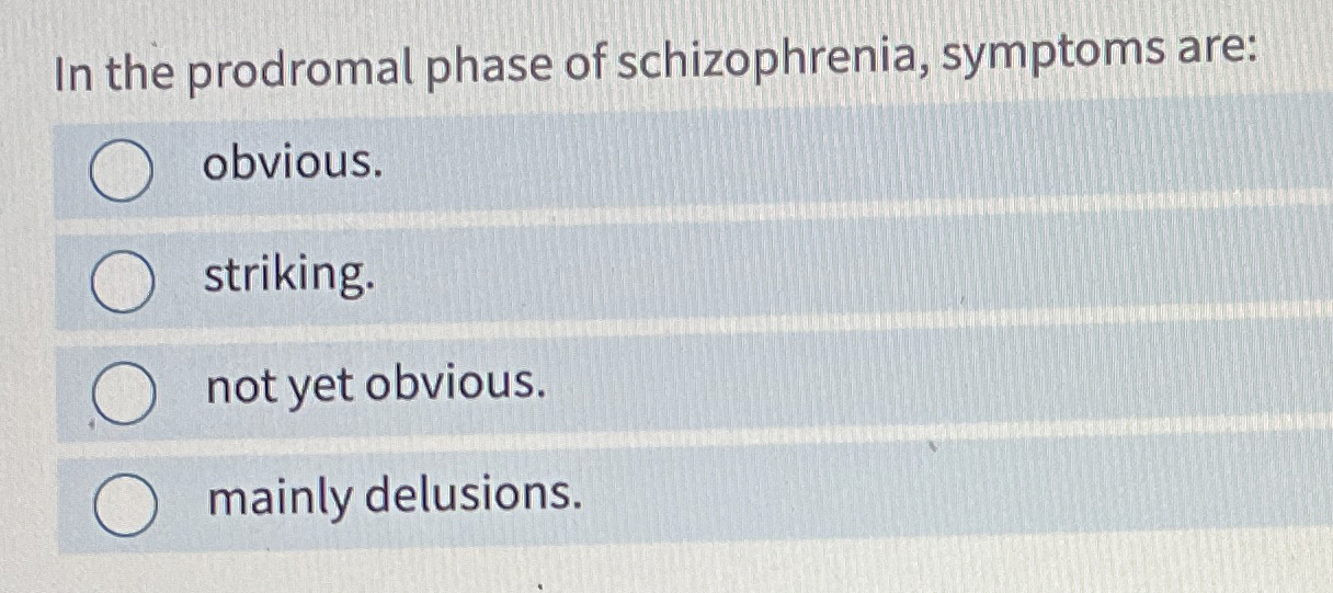 High Quality SOLUTION In the prodromal phase of schizophrenia, symptoms ...