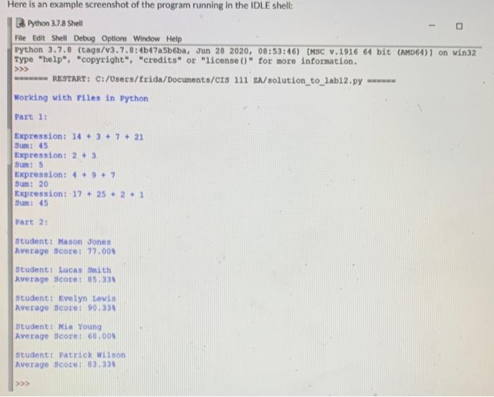 Solved Create a new Python program in IDLE, and save it as | Chegg.com