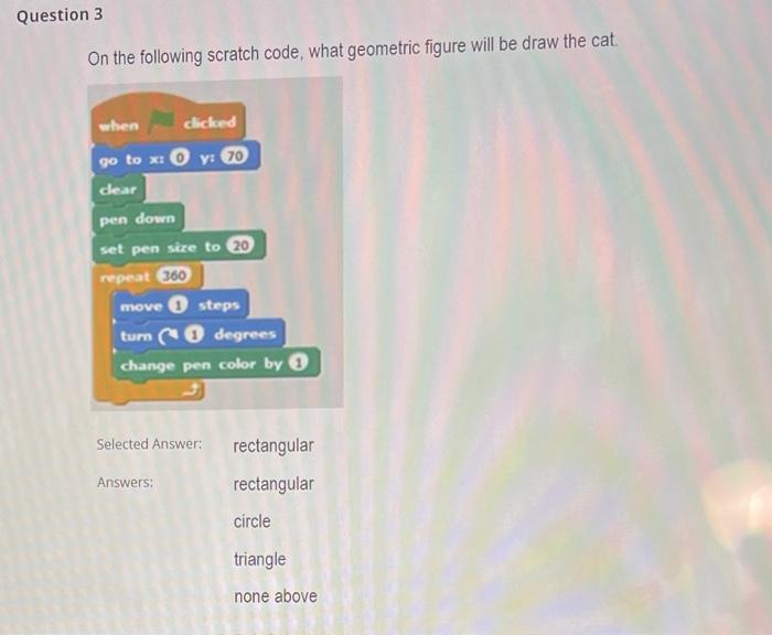 Solved On the following scratch code, what geometric figure | Chegg.com
