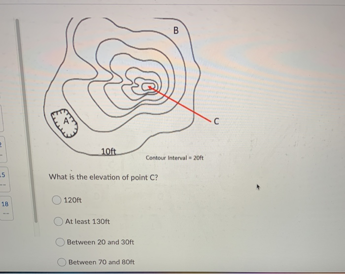 Solved uestion 13 (5 points) B С 10ft Contour Interval = | Chegg.com