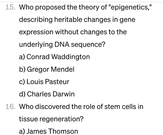 Solved biology: Who proposed the theory of "epigenetics," | Chegg.com