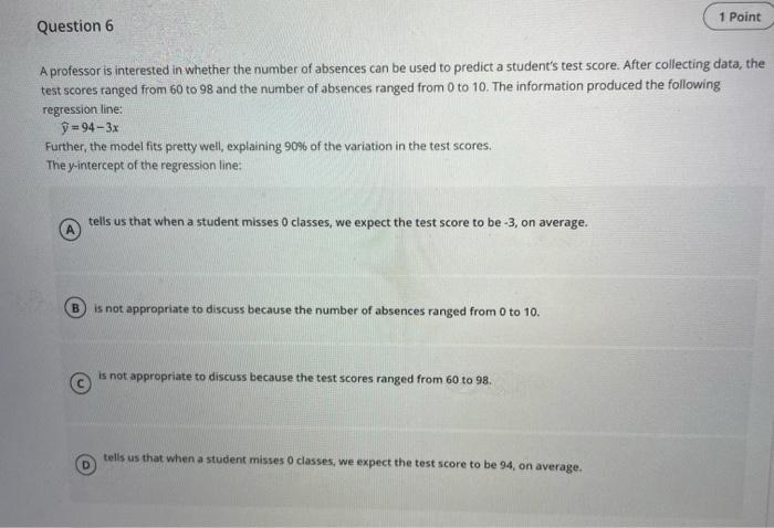 Solved A professor is interested in whether the number of | Chegg.com