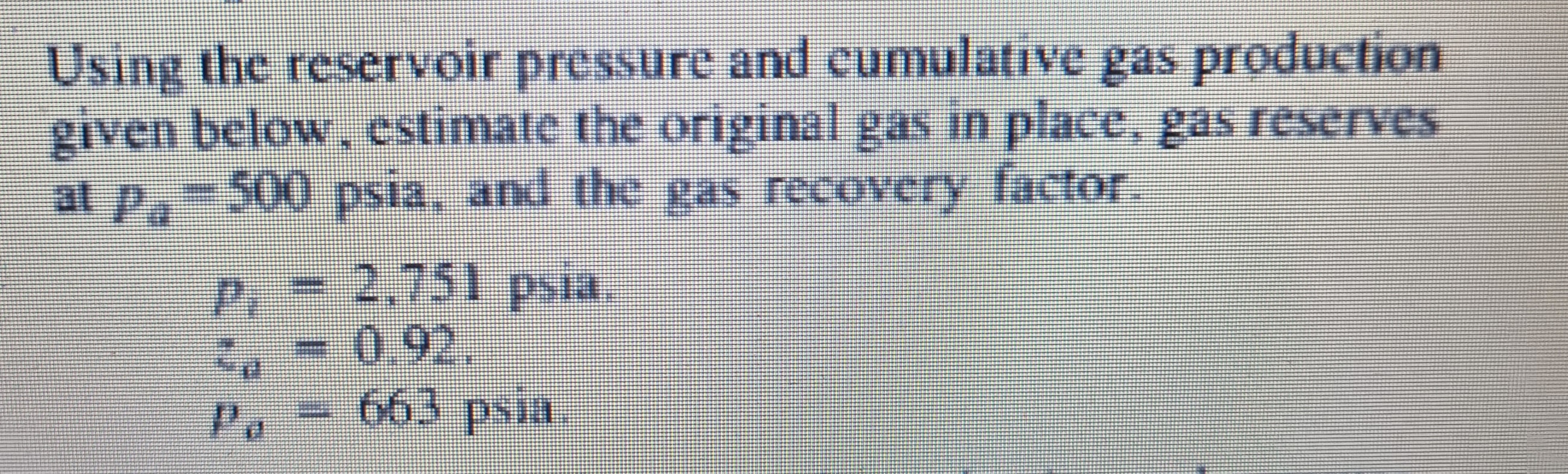 Solved Using the reservoir pressure and cumulative gas | Chegg.com