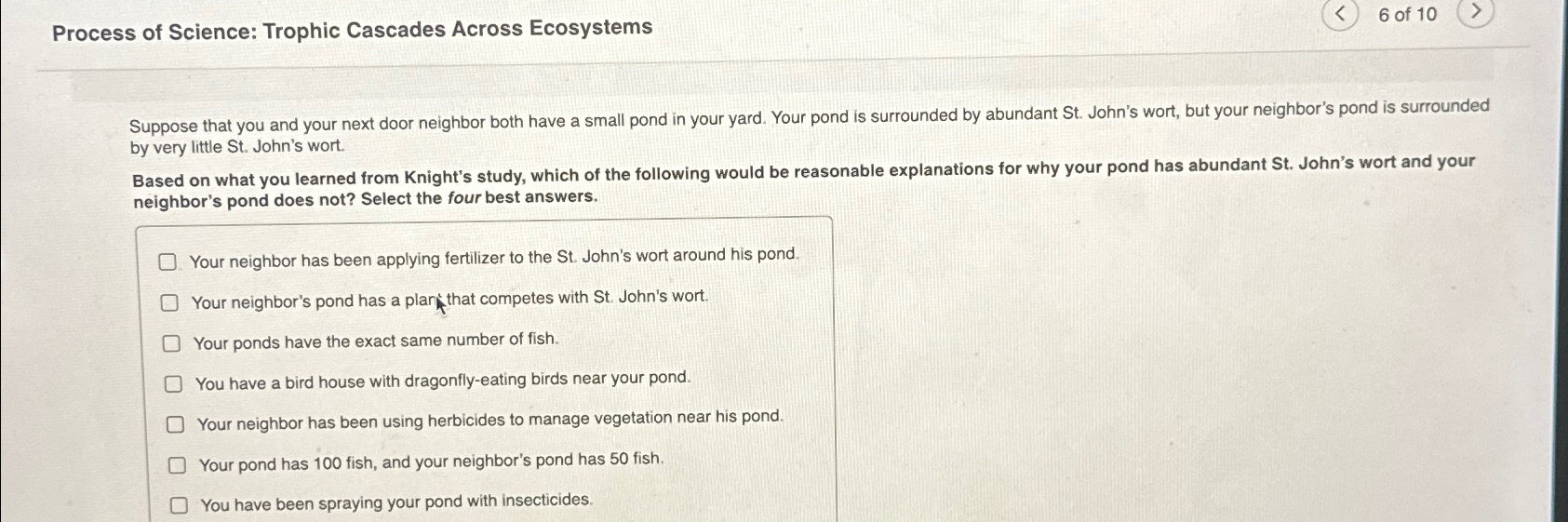 Solved Process of Science: Trophic Cascades Across | Chegg.com