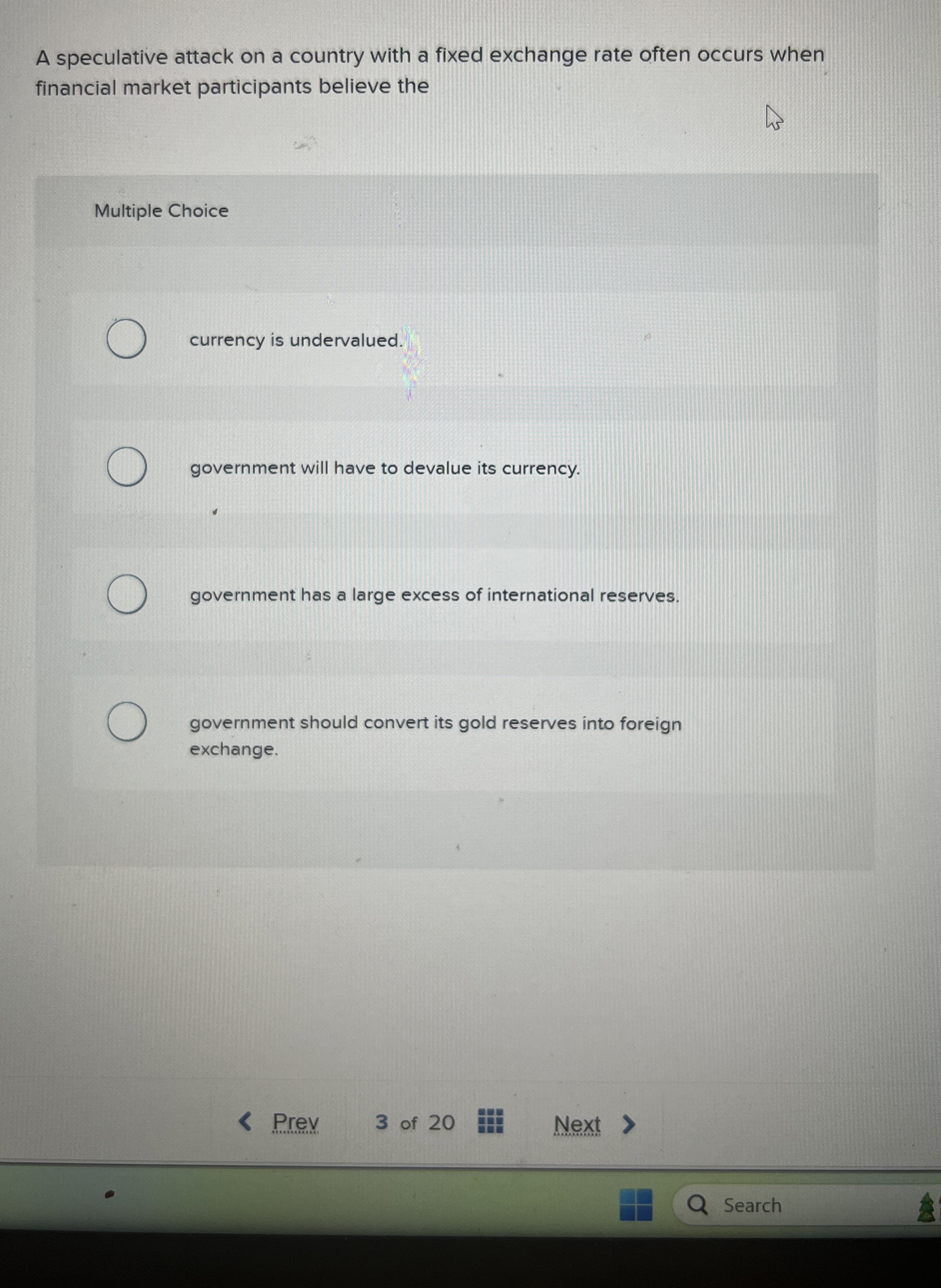Solved A speculative attack on a country with a fixed | Chegg.com
