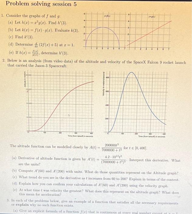Solved Problem solving session 5 1. Consider the graphs of f | Chegg.com