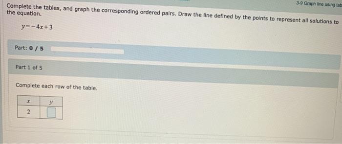 Solved 3-9 Graph line using tab Complete the tables, and | Chegg.com