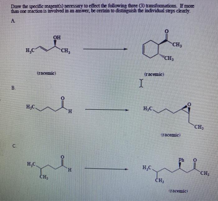 Solved Draw the specific reagent(s) necessary to effect the | Chegg.com