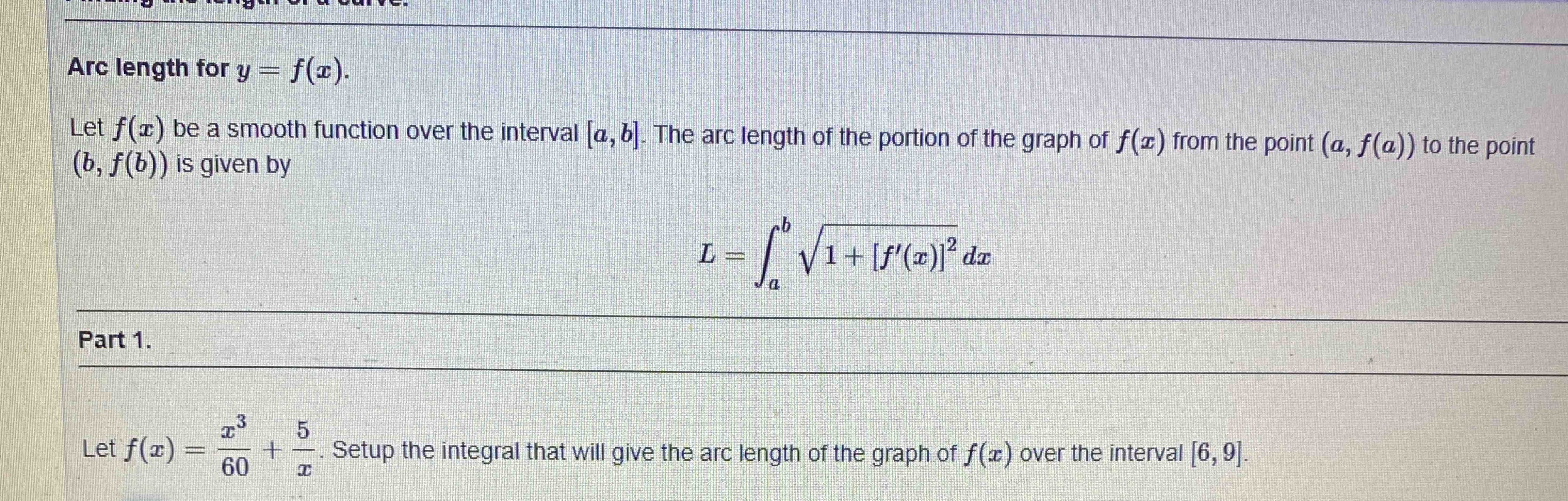 Solved Arc length for y=f(x).Let f(x) ﻿be a smooth function | Chegg.com