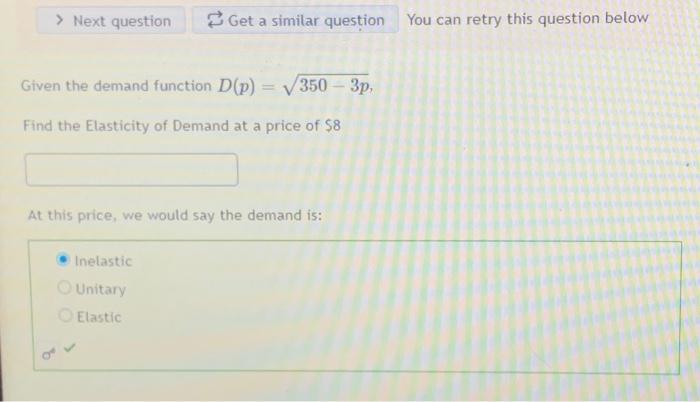 Solved You can retry this question below Given the demand | Chegg.com
