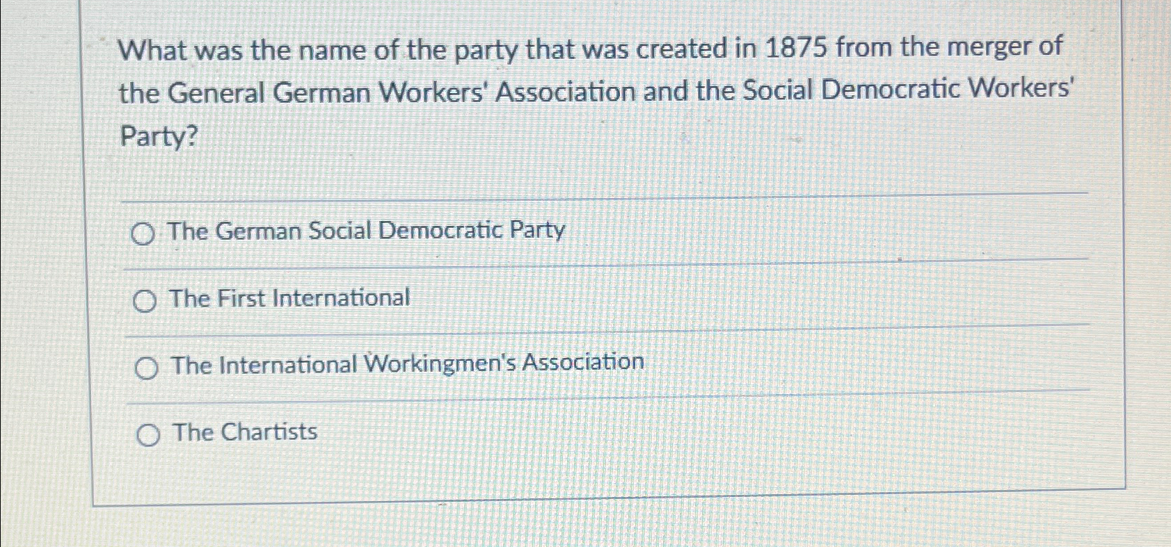 Solved What was the name of the party that was created in | Chegg.com