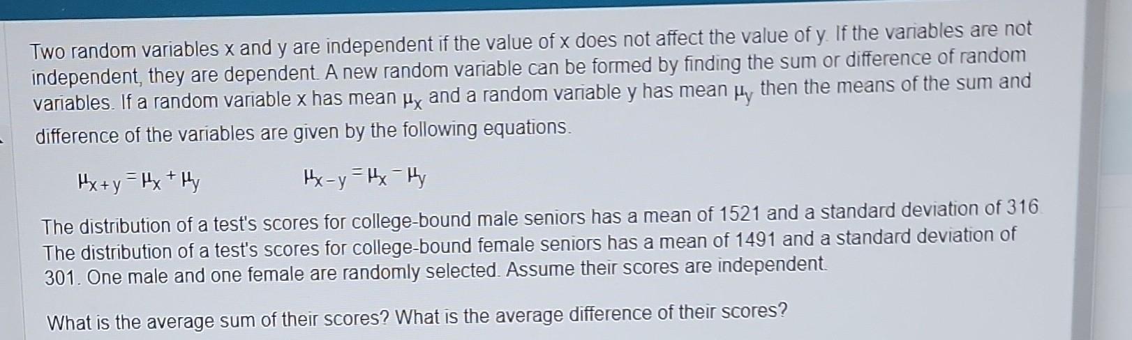 Solved Two random variables x and y are independent if the | Chegg.com
