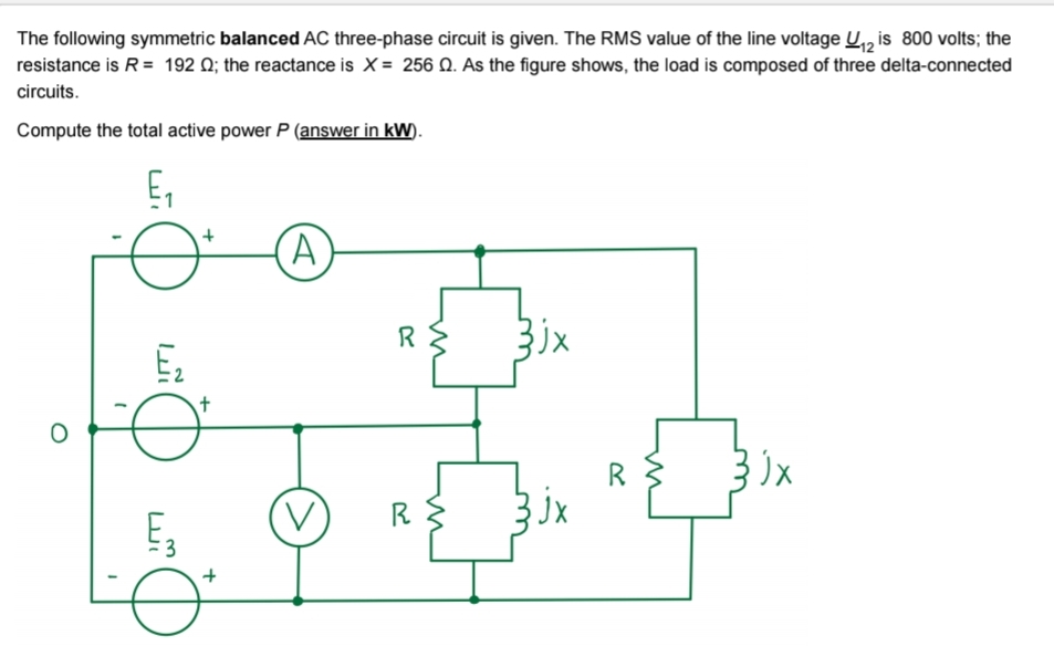 Solved The following symmetric balanced AC three-phase | Chegg.com