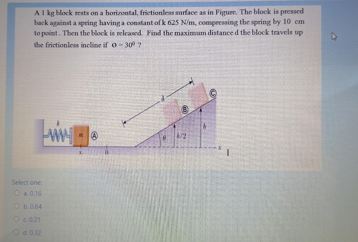 Solved A 1 kg block rests on a horizontal, frictionless | Chegg.com