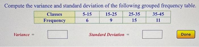 Solved Compute the variance and standard deviation of the | Chegg.com
