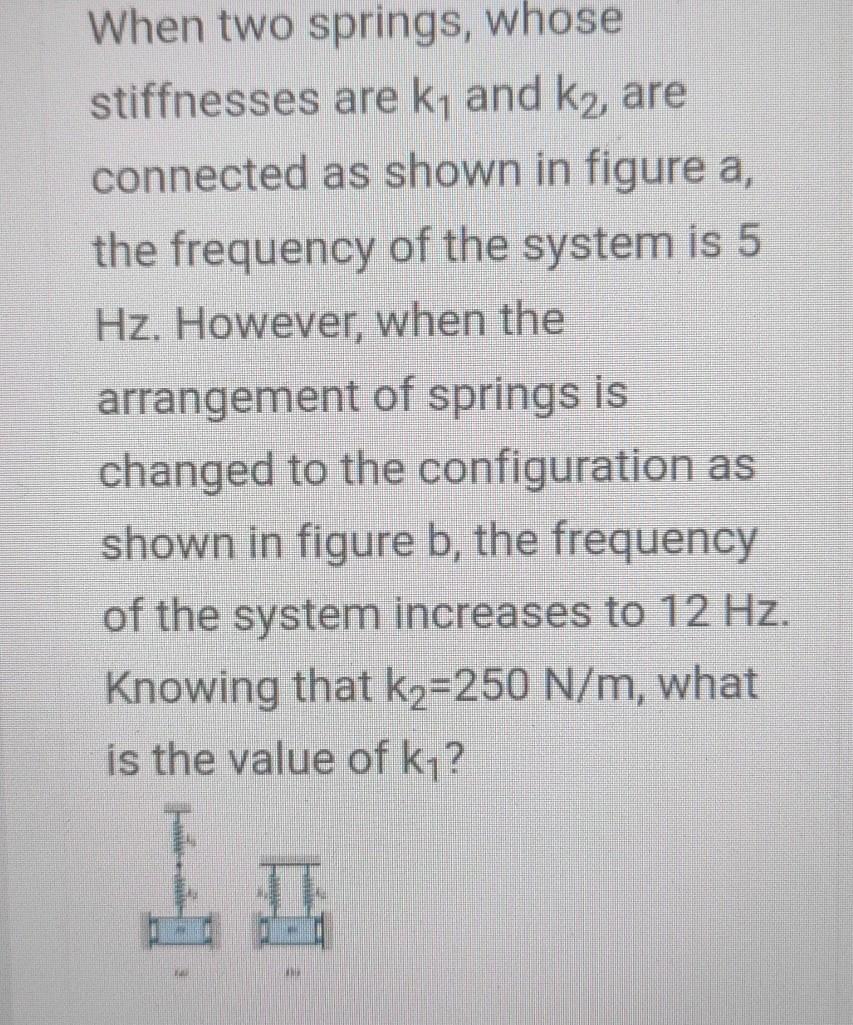 Solved When two springs, whose stiffnesses are ky and k2, | Chegg.com