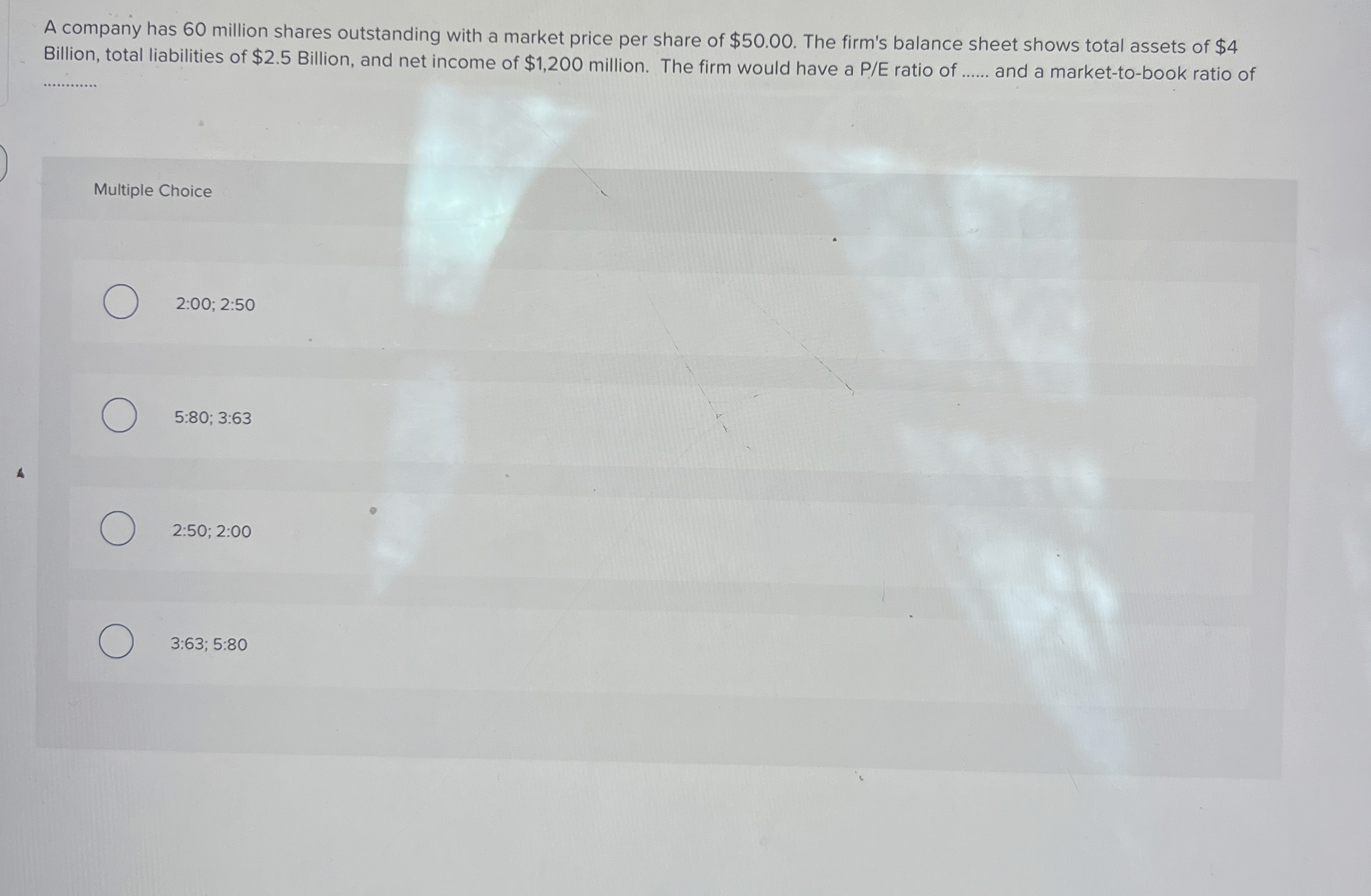 Solved A company has 60 ﻿million shares outstanding with a | Chegg.com