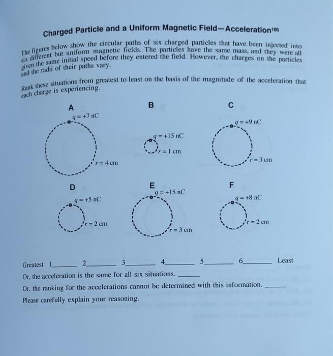 Solved Charged Particle and a Uniform Magnetic Field -- | Chegg.com