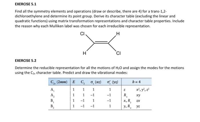 Solved EXERCISE 5.1 Find all the symmetry elements and | Chegg.com