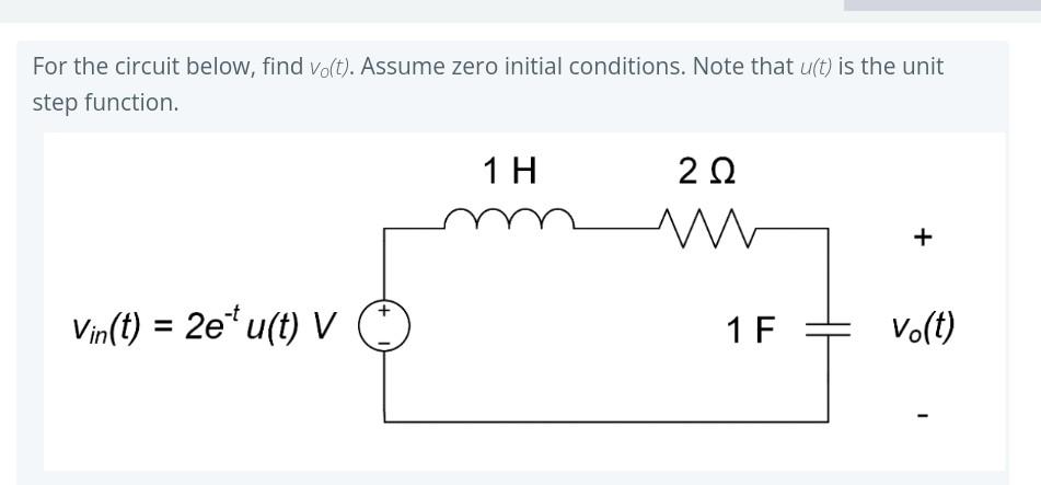 Solved For the circuit below, find vo(t). Assume zero | Chegg.com