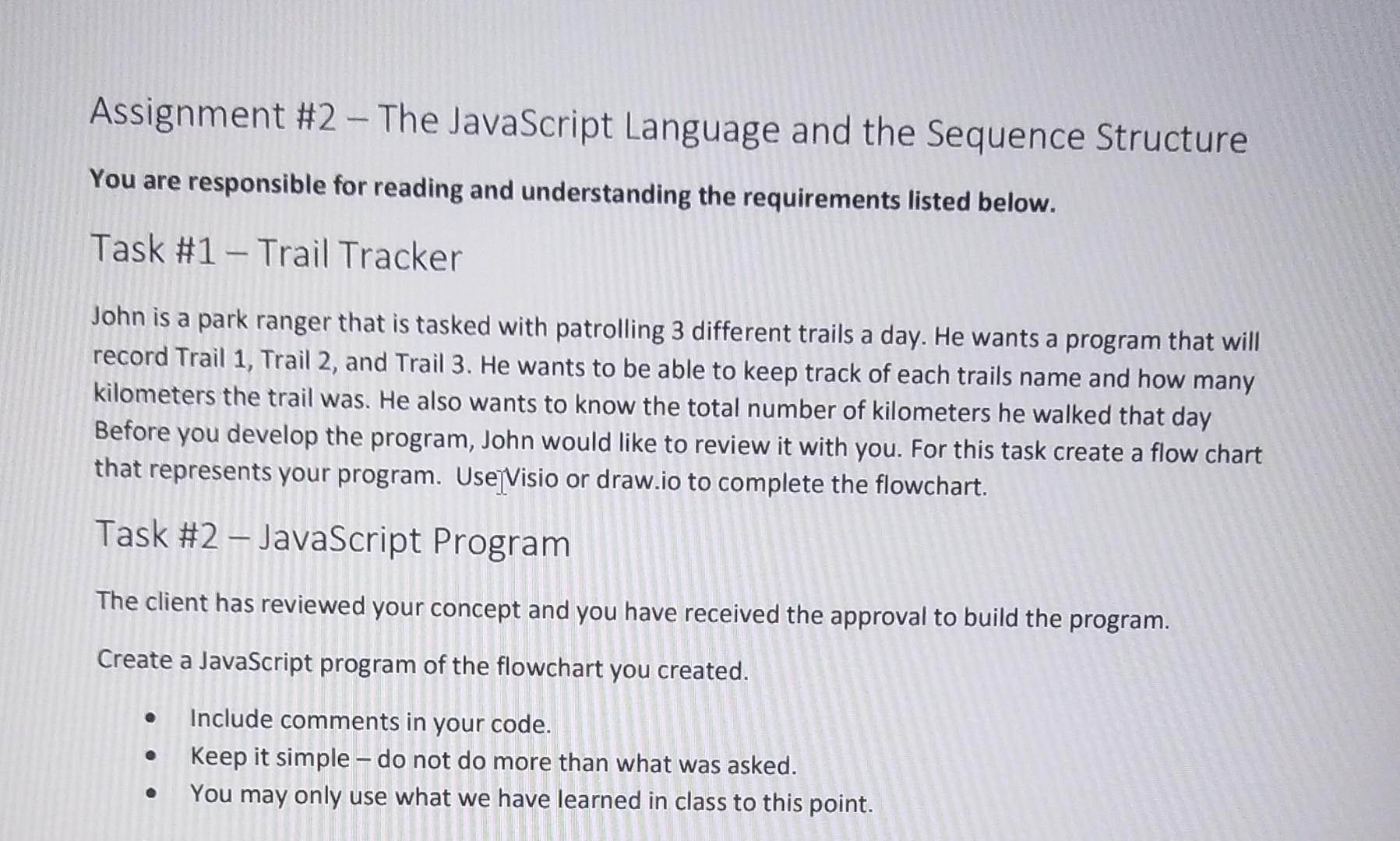 Solved Assignment #2 - The JavaScript Language and the | Chegg.com