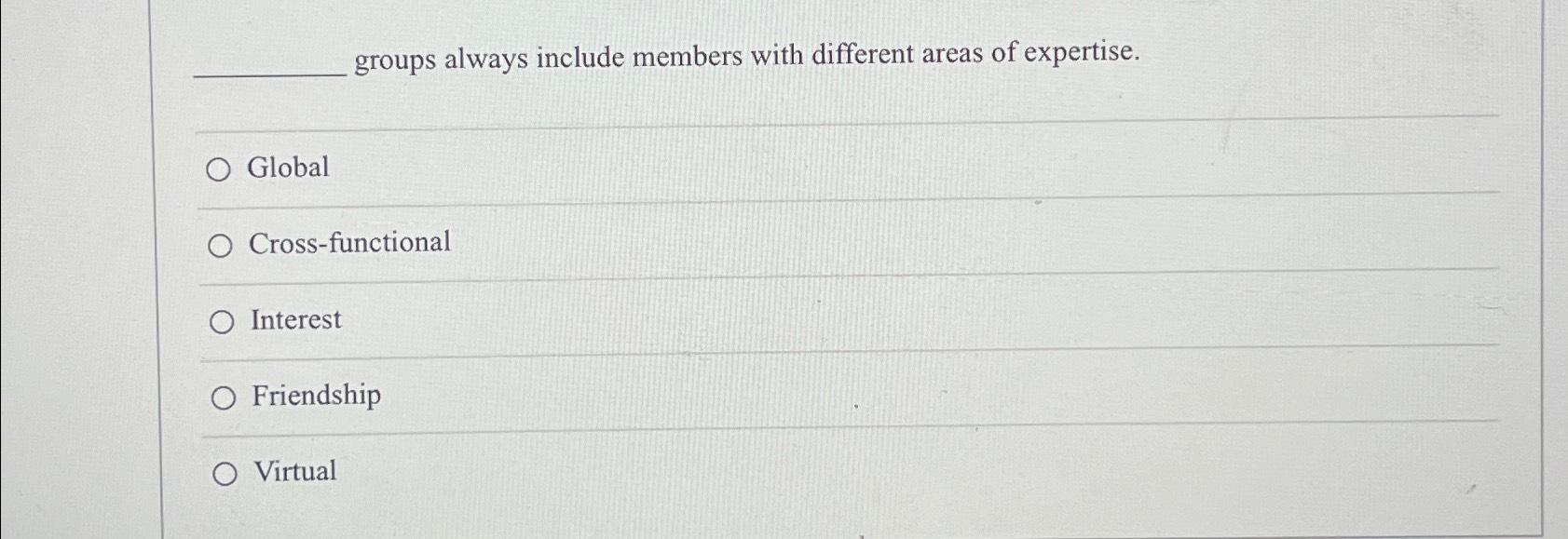 Solved groups always include members with different areas of | Chegg.com