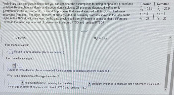 Solved Preliminary data analyses indicate that you can | Chegg.com