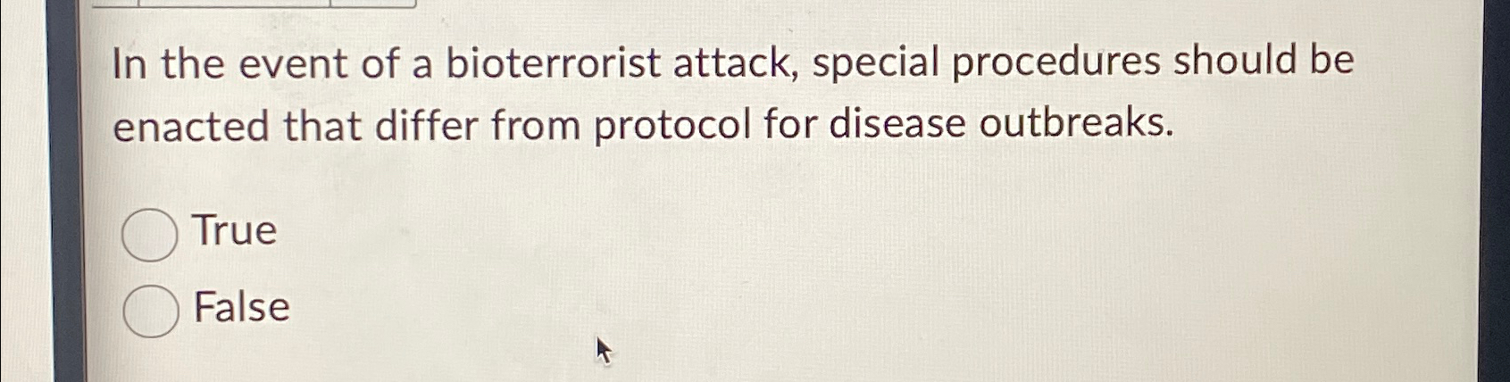 Solved In the event of a bioterrorist attack, special | Chegg.com