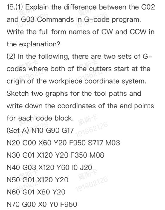 Solved 18.(1) Explain the difference between the G02 19903 | Chegg.com