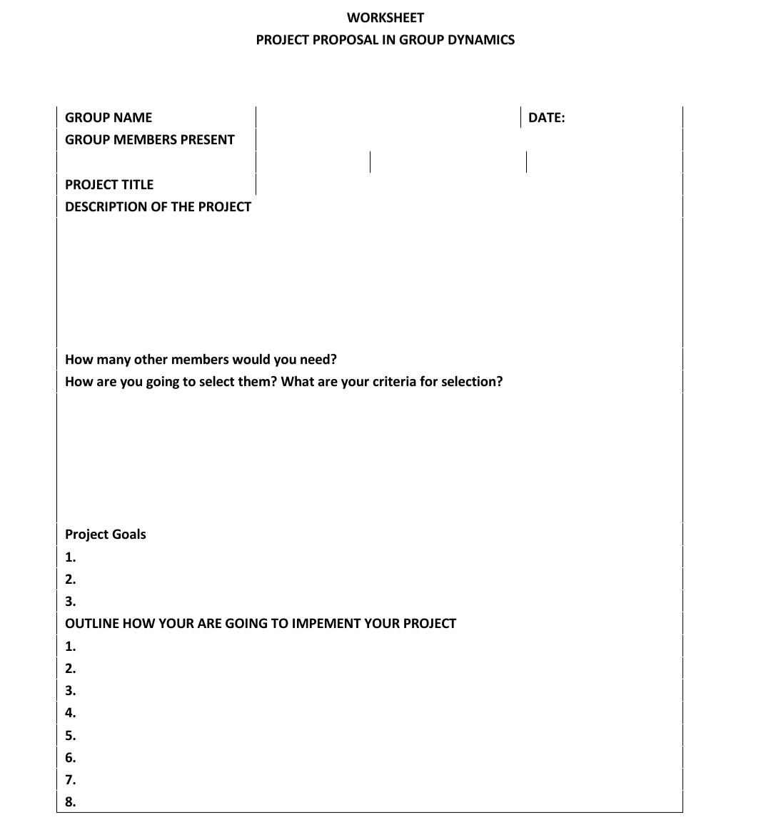Solved GROUP NAME GROUP MEMBERS PRESENT PROJECT TITLE | Chegg.com