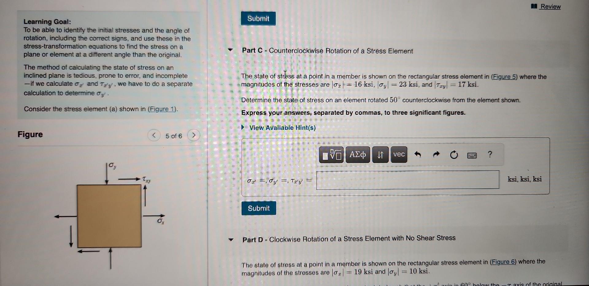 Solved The Stress-Transformation Equations 1 of 4 Learning | Chegg.com