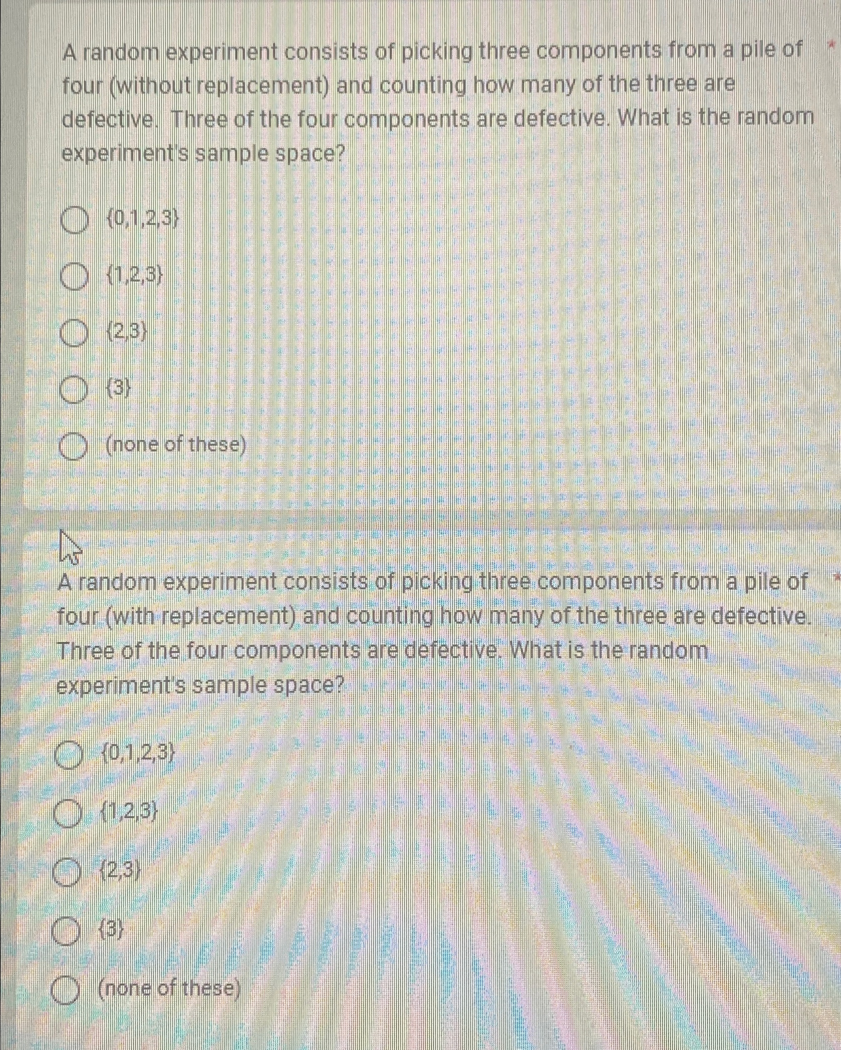 Solved A random experiment consists of picking three | Chegg.com