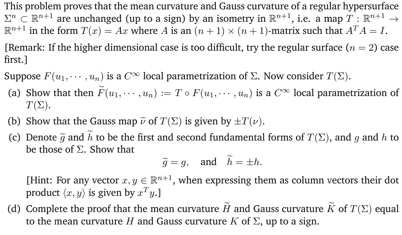 Solved This problem proves that the mean curvature and Gauss | Chegg.com