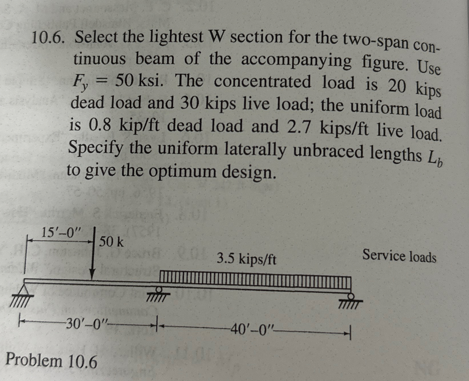 Solved 10.6. ﻿Select the lightest W ﻿section for the | Chegg.com