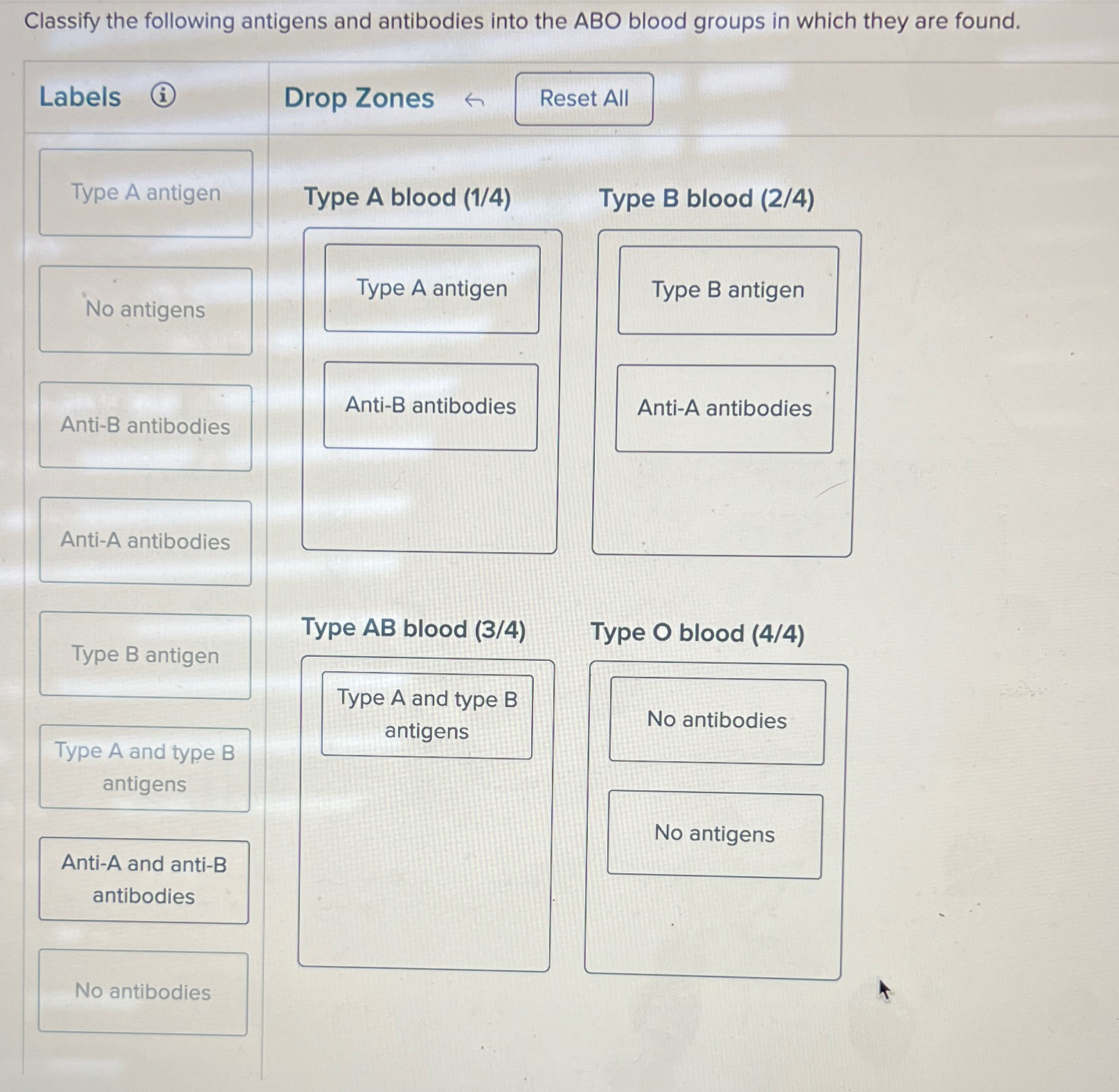 Solved Classify the following antigens and antibodies into | Chegg.com
