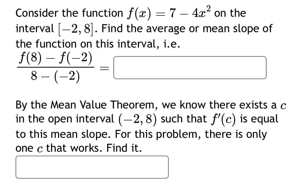 Solved Consider the function f(x)=7-4x2 ﻿on the interval | Chegg.com