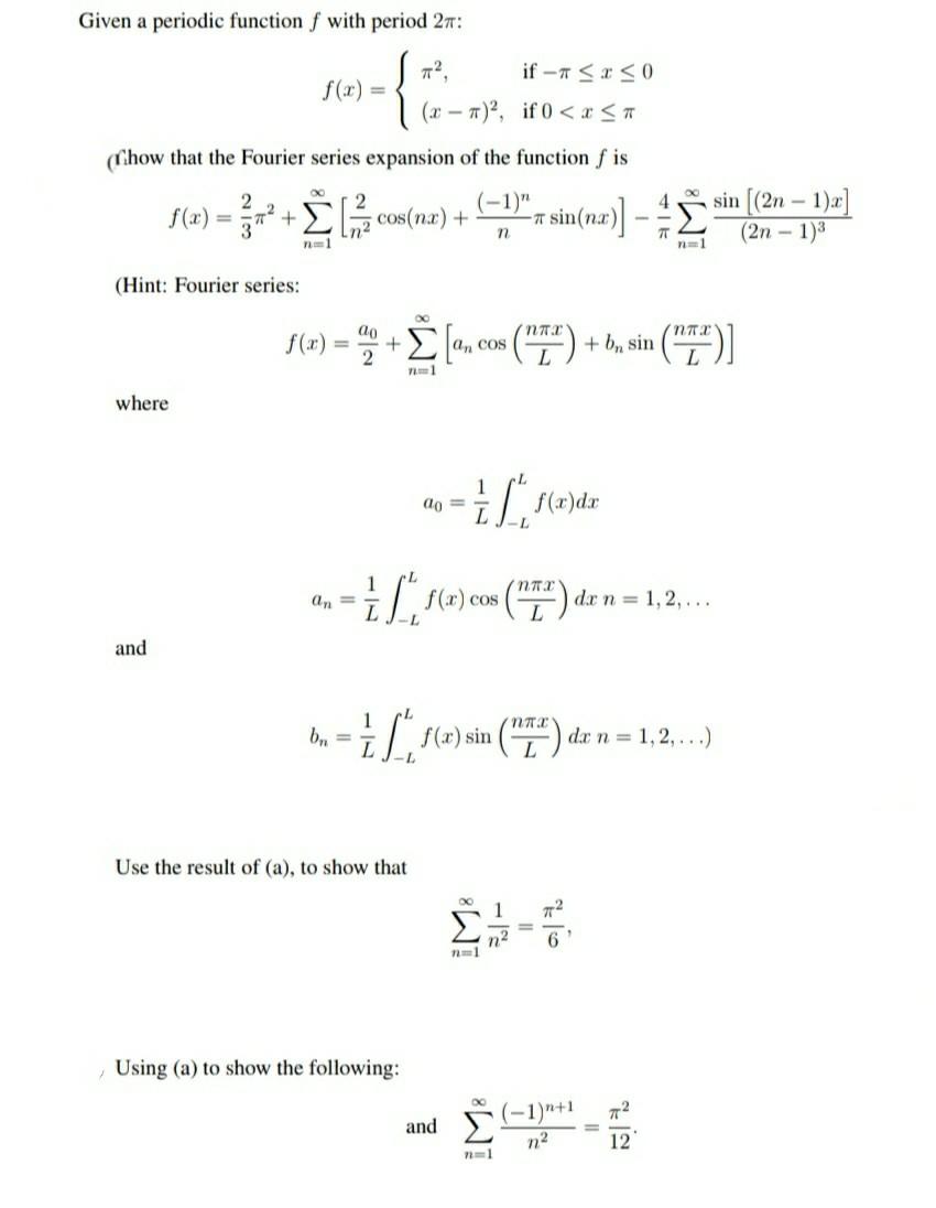 Solved Given A Periodic Function F With Period 27 If