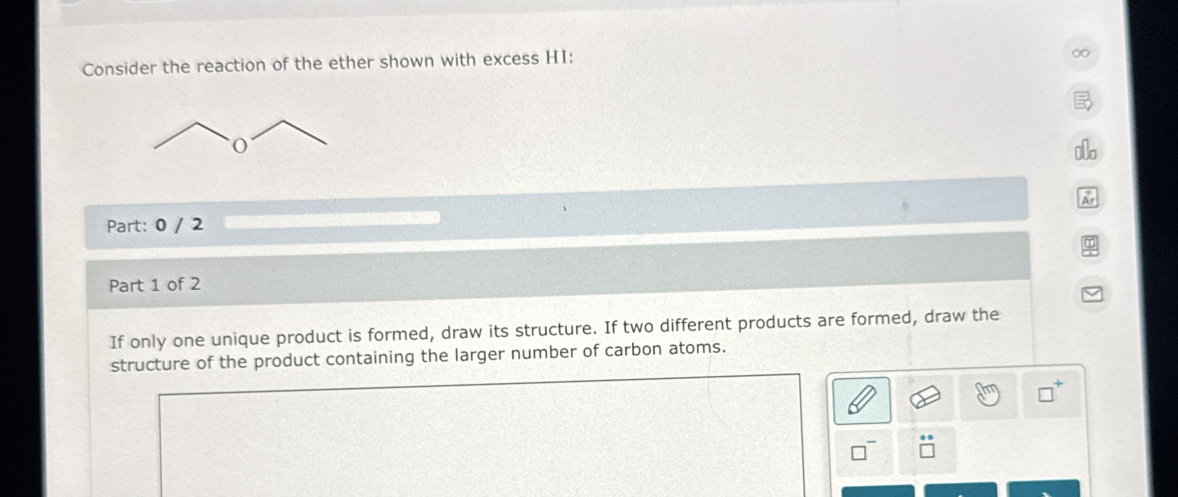 Consider the reaction of the ether shown with excess | Chegg.com