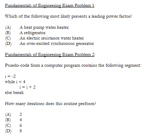 Solved Fundamentals of ﻿Engineering Exam Problem 1:Which of | Chegg.com