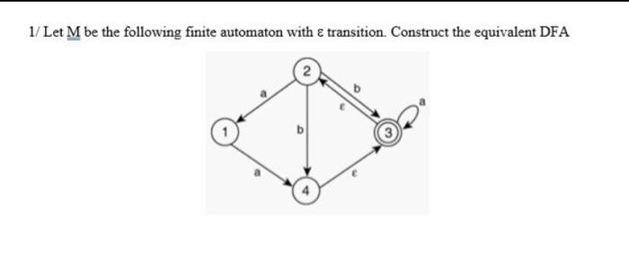 Solved 1/ Let M be the following finite automaton with ε | Chegg.com