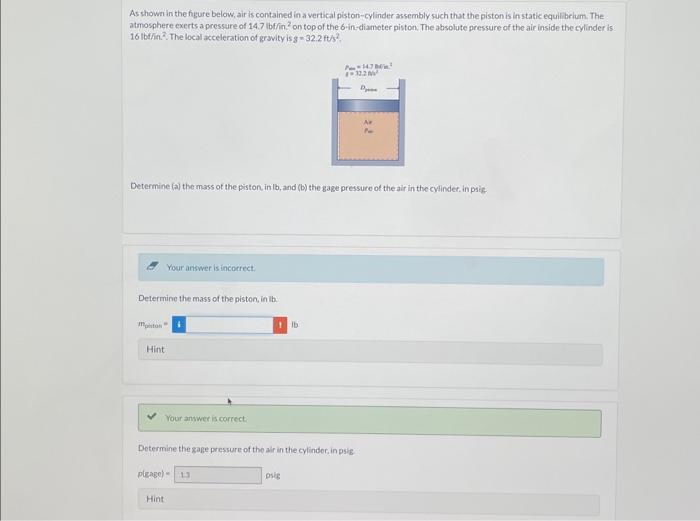 Solved As shown in the fugure below, air is contained in a | Chegg.com