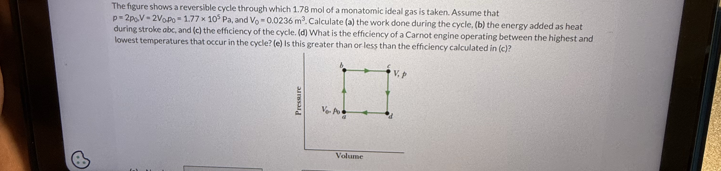 The figure shows a reversible cycle through which | Chegg.com