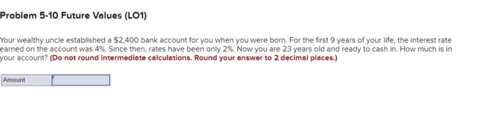 Solved Problem 5-10 Future Values (L01) Your wealthy uncle | Chegg.com