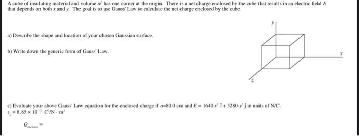 A cube of insulating material and volume a′ has one | Chegg.com