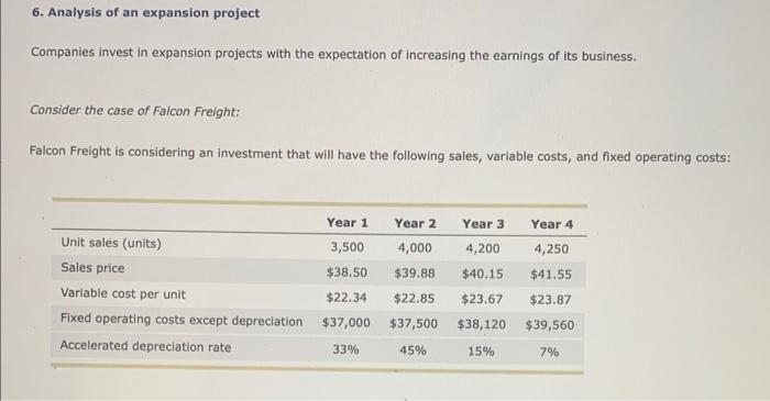 Solved 6. Analysis of an expansion project Companies invest | Chegg.com