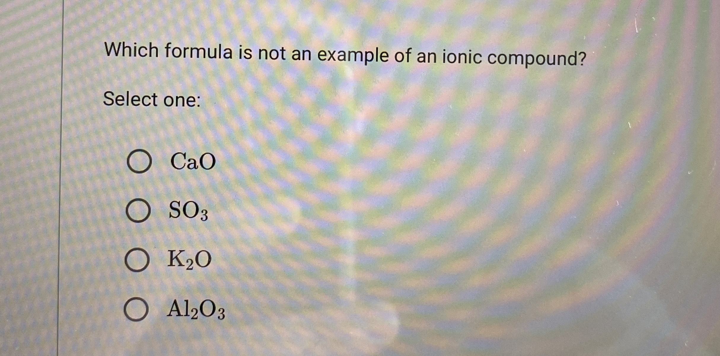 Solved Which formula is not an example of an ionic | Chegg.com