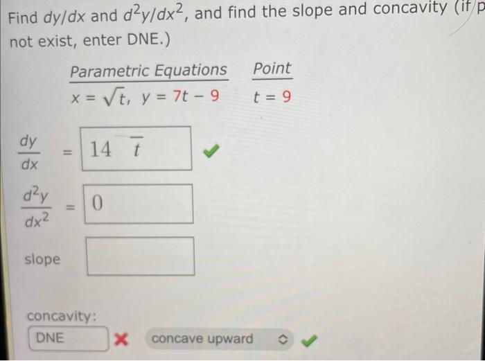 Solved Find dy/dx and d2y/dx2, and find the slope and | Chegg.com