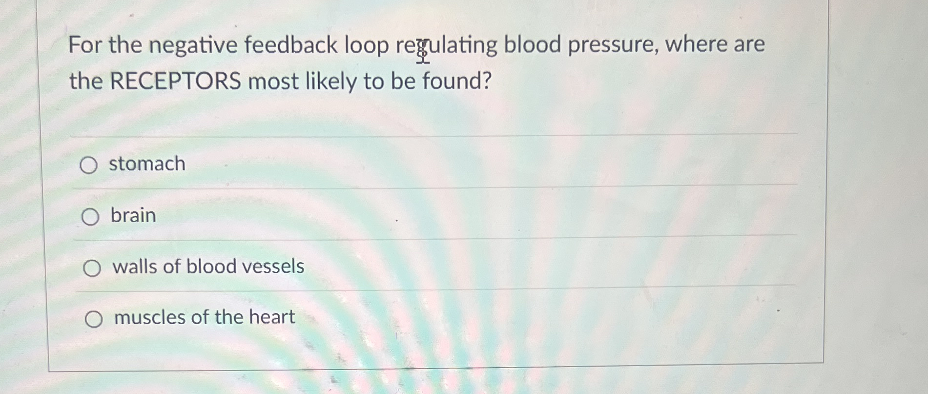 Solved For the negative feedback loop regulating blood | Chegg.com