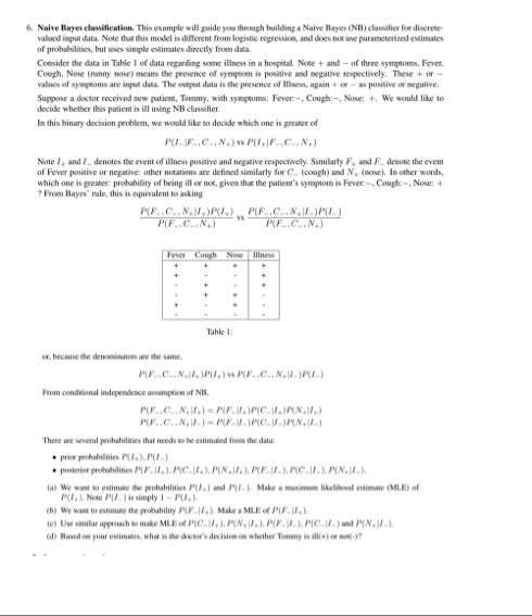 Naive Bayes classification. This example will guide | Chegg.com